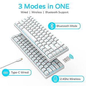 RK ROYAL KLUDGE RK G68 2.4Ghz Wireless/Bluetooth/Wired 65% Mechanical Keyboard, 68 Keys Hot Swappable Brown Switch Gaming Keyboard for Win/Mac