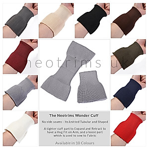 Rib Knit Cuff Pair for Replacement Repair Cuffing Old Jackets Bombers. No Side Seams, Seamless Tubular Ribbing Fabric. Also for para Jackets and Denison Smock, Neotrims (Khaki Green, 2 Pieces)