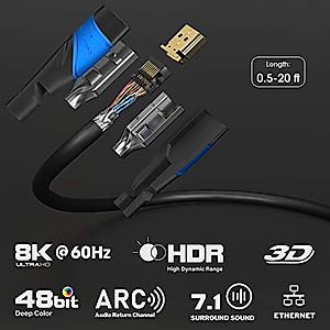 HDMI Cable 8K & 4K – HDMI to HDMI – 20 ft & other HDMI Cables from 1ft to 50ft (supports 8K@60Hz, 4K@120Hz, 1080p & all HDMI devices like PS5, Xbox, Switch – Ultra High Speed HDMI cord with Ethernet) CableDirect