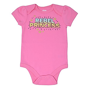 STAR WARS Baby Girls 5 Pack Bodysuits Princess Leia Yoda Chewbacca 3-6 Months