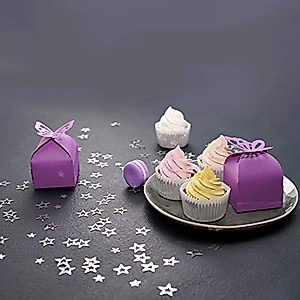 WHITEEN POP Purple Wedding Party Favors Treat Boxes - Small Bachelorette Bridal Shower Mother Day Party Candy Treat Gift Wrapping Boxes Baby Shower Birthday Party Packaging Boxes Supplies, 50Ct