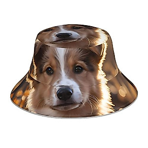 Reflective Bucket Hat Uv Protection Hat Fishing Hat Outdoor Summer Beach Sun Hat Unisex Trendy Dogs and Roses Prints