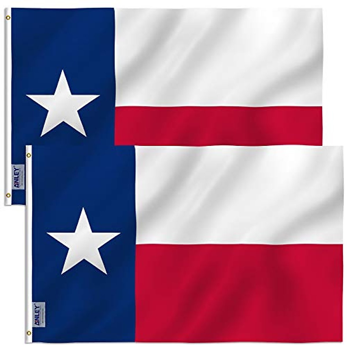 ANLEY Pack of 2 Fly Breeze 3x5 Foot Texas State Flag - Vivid Color and Fade proof - Canvas Header and Double Stitched - Texas State Flags Polyester with Brass Grommets 3 X 5 Ft