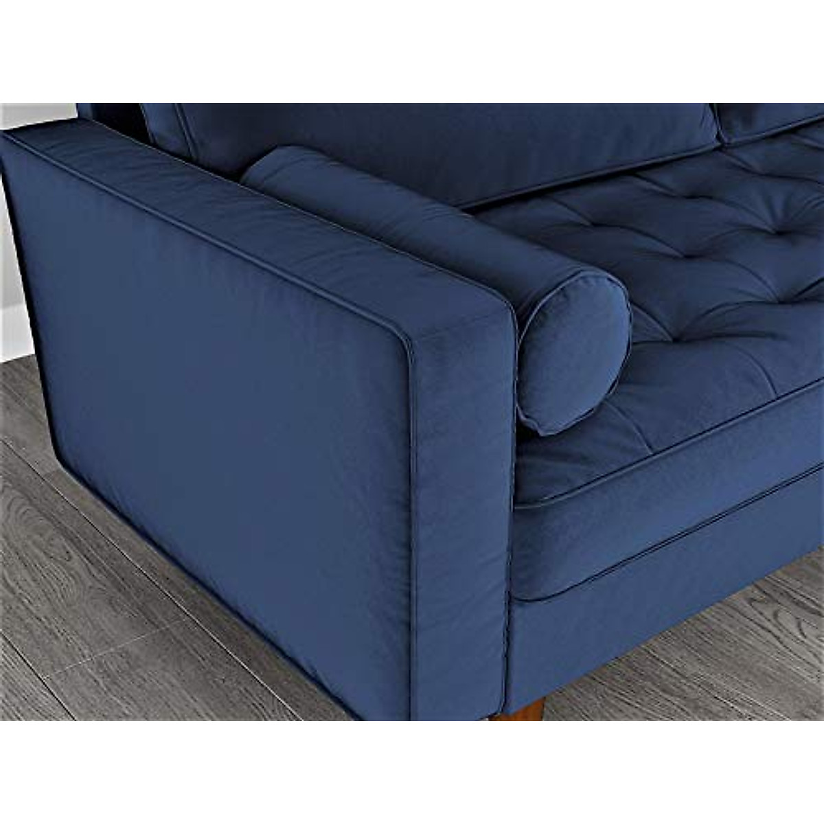 Container Furniture Direct Womble Modern Velvet Upholstered Living Room Diamond Tufted Chesterfield Sofa with Gleaming Nailheads, Misty Blue