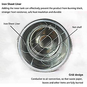 LUCKSHINE Garden incinerator, Stainless Steel Burning Barrel, Steel Fireproof cage, with Inner Tank, can Burn Garbage, Paper, Leaves (Color : Gold, Size : 31cmx34cm)