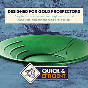 SE 14 Inch Gold Panning Pan - Three Riffles for Easier Mining and Prospecting (4 Pack Green)