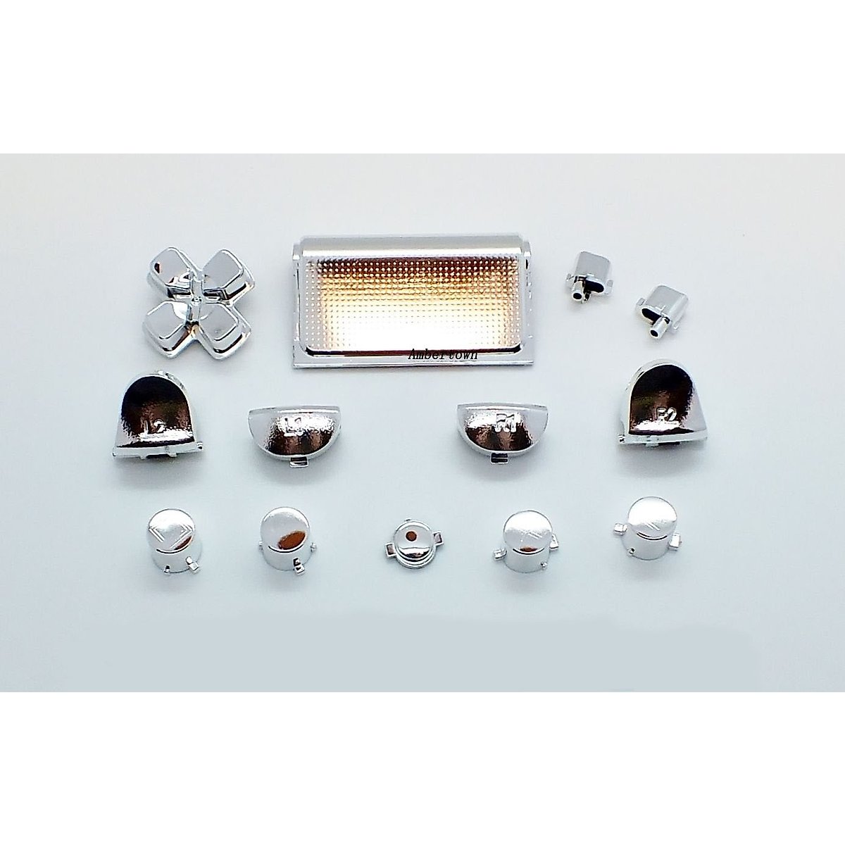 Replacement Full Buttons Custom Mod Kit Set for Sony PlayStation 4 PS4 Controller Chrome Silver
