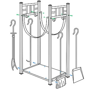 AMAGABELI GARDEN & HOME 31.6in Large Firewood Rack Fireplace Tools Set Wood Holder Indoor log Rack With Tools Tall for Wood Stove Firepit Campfire Storage Stacking Wrought Iron Accessories Outdoor