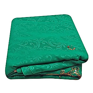Peegli Indian Vintage Green Cloth Georgette DIY Fabric Traditional Dress Sequins Textile