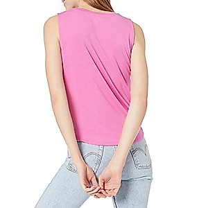 Amazon Essentials Women's Relaxed-Fit Sleeveless Muscle Tank Top, Bright Pink, Large