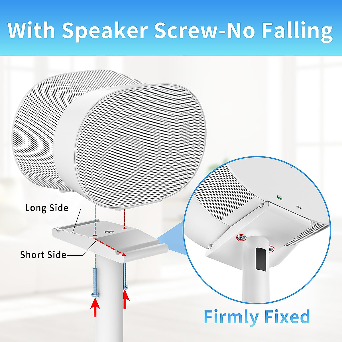 Heavy-Duty Speaker Stand for Sonos Era 300 Stand with Cable Management Floor Speaker Stands for Sonos Era 300 Speaker Stand for Easy and Secure Mounting, White