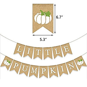 Gankbite Little Pumpkin Burlap Banner Baby Shower Garland White Pumpkin Decoration Rustic Bunting Sign