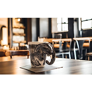 IYARA CRAFT 3D Elephant Coffee Mug 11oz - Handle is Sculpted Trunk, Cute Wildlife Design, Quality Ceramic, Microwave & Dishwasher Safe, Ideal for Tea & Hot Chocolate, 4.5" x 5"