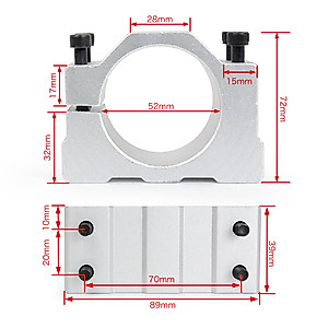 RATTMMOTOR 800W Spindle Motor Kit, 0.8KW 110V ER11 20000RPM 0.79NM Air Cooled DC Spindle Motor+Mach3 Fuction Motor Speed Controller Power Supply Converter AC110V/220V+52mm Mount Clamp for CNC Machine