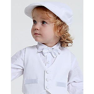 A&J DESIGN Infant Boy Christening Hat 3-6 Months Flat Paperboy Cap White