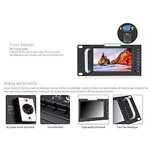 FEELWORLD T51-H Triple 5" 2RU 800×480 Broadcast LCD Rack Mount Monitor with HDMI, AV Input and Output