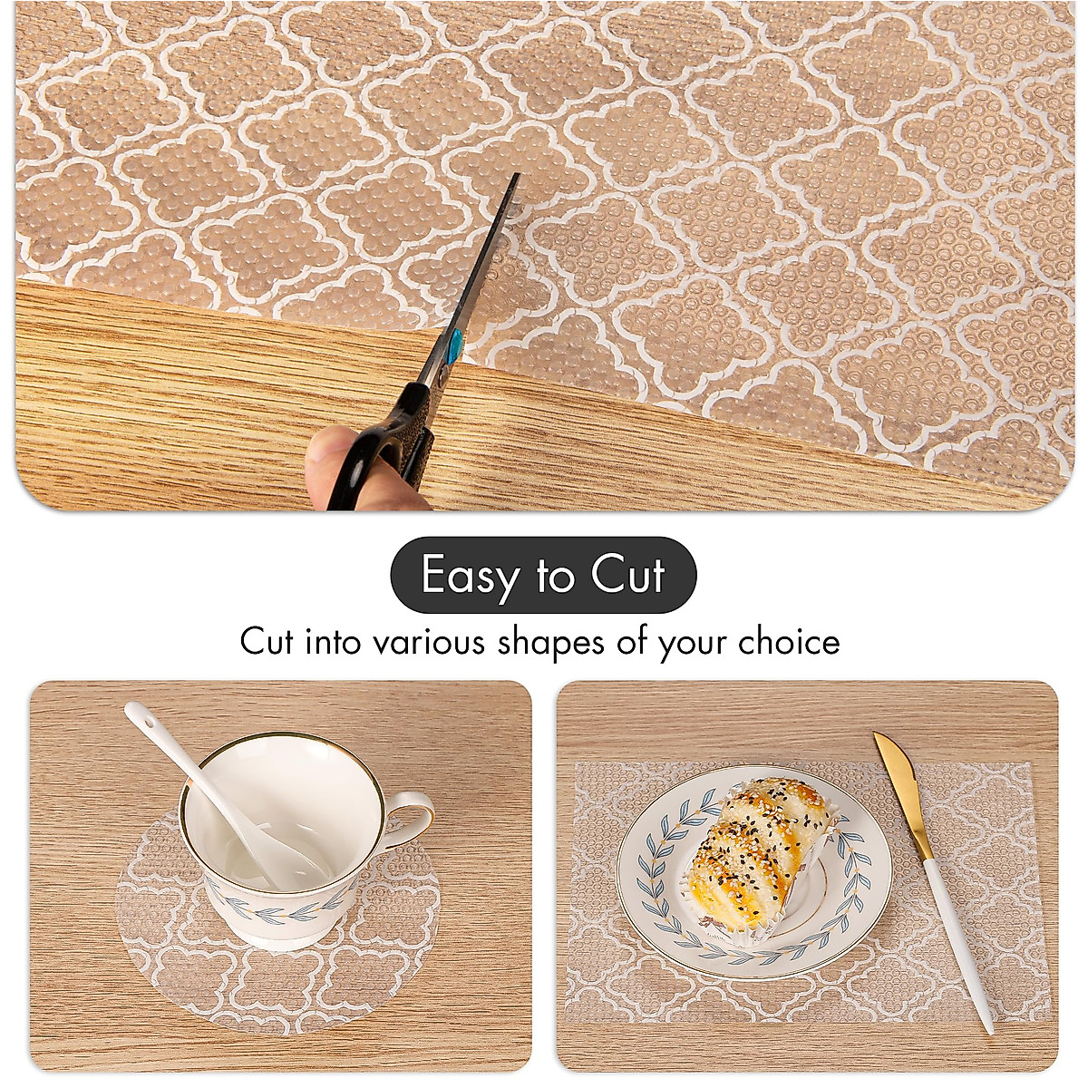 Cooyes Shelf Liner – Premium Cabinet Liner for Kitchen – Non-Slip Shelf Liners for Kitchen Cabinets – Waterproof Shelf Paper with Modern Pattern – Durable EVA Cabinet Liners