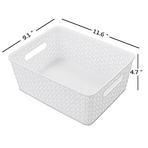AnnkkyUS 4-pack Plastic Storage Baskets, White Organizer Bins for Kitchen Office