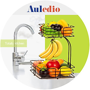 Auledio HHH-123 Fruit Vegetables Basket Bowl, Iron, 1 PACK, Black