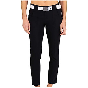Jofit Apparel Women’s Athletic Clothing Belted Cropped Ankle Pant for Golf & Tennis, Size 12, Black