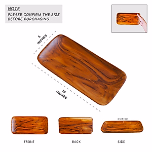 Cozinest Serving Platter Teak Wood – Rectangular Serving Tray 5 x 10 inches Party Wooden Platters Wood Tray for Display Fruit Snacks Dessert Appetizer Sushi Food Decorative (Natural Wood 1)
