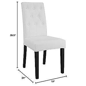 Modway Confer Modern Tufted Faux Leather Upholstered Parsons Kitchen and Dining Room Chair in White