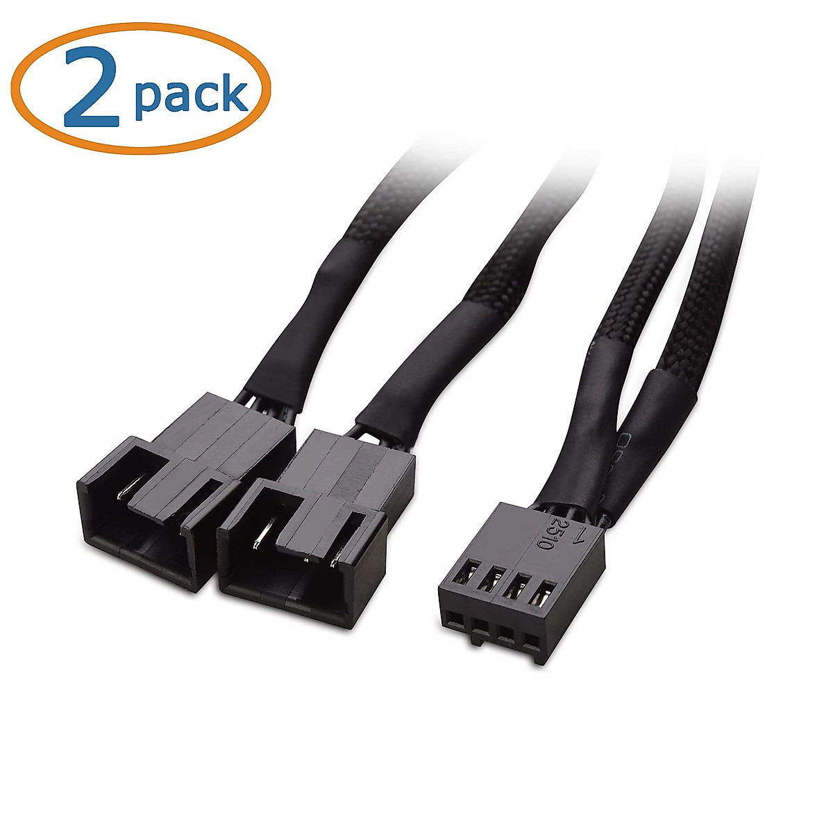 Cable Matters 2-Pack 2 Way 4 Pin PWM Fan Splitter Cable - 4 Inches, PC Fan Splitter 1 to 2 Converter, PC Fan Extension Cable
