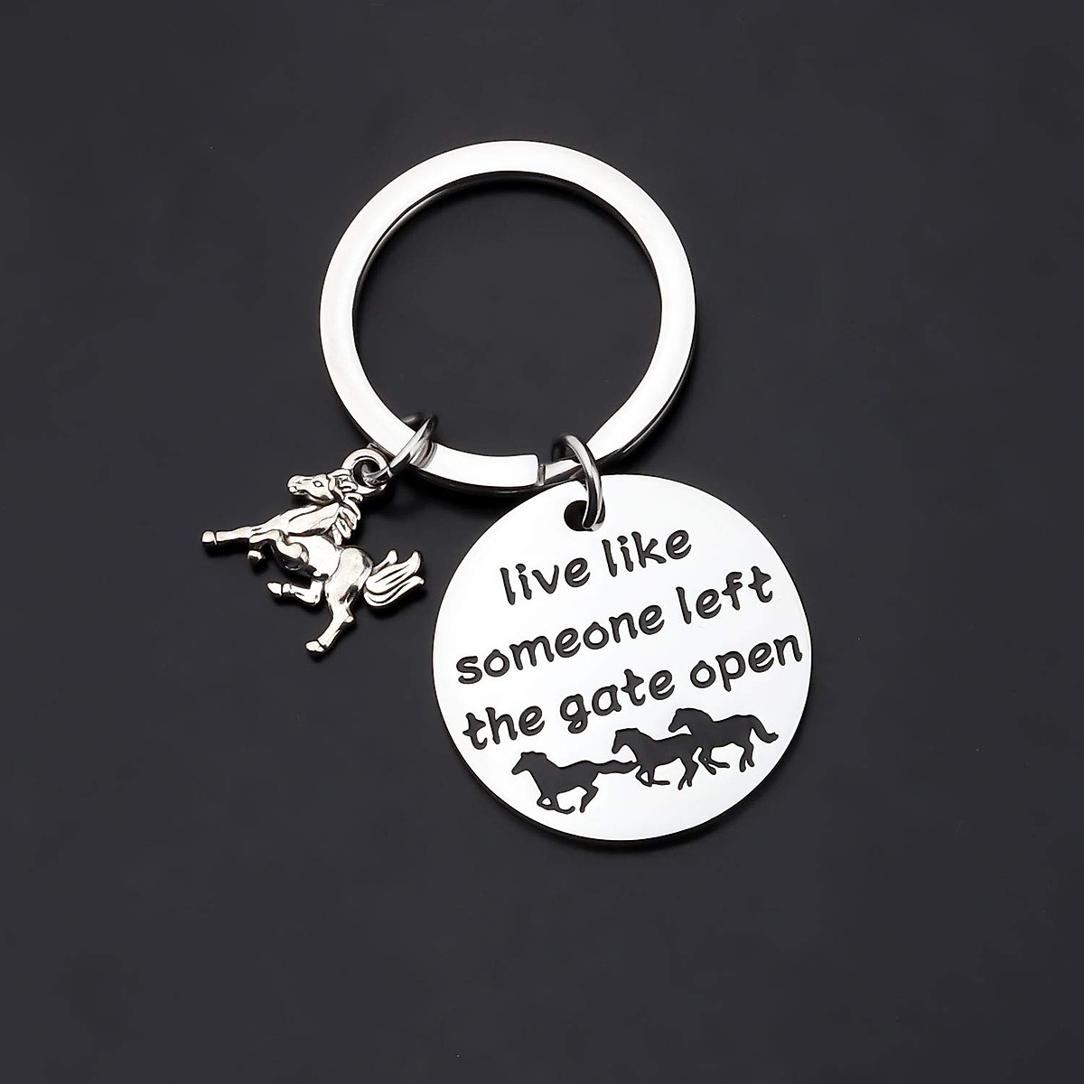 Gzrlyf Live Like Someone Left the Gate Open Horse Keychain Horse Lover Gifts Equestrian Gifts Inspirational Gifts (Horse Keychain)