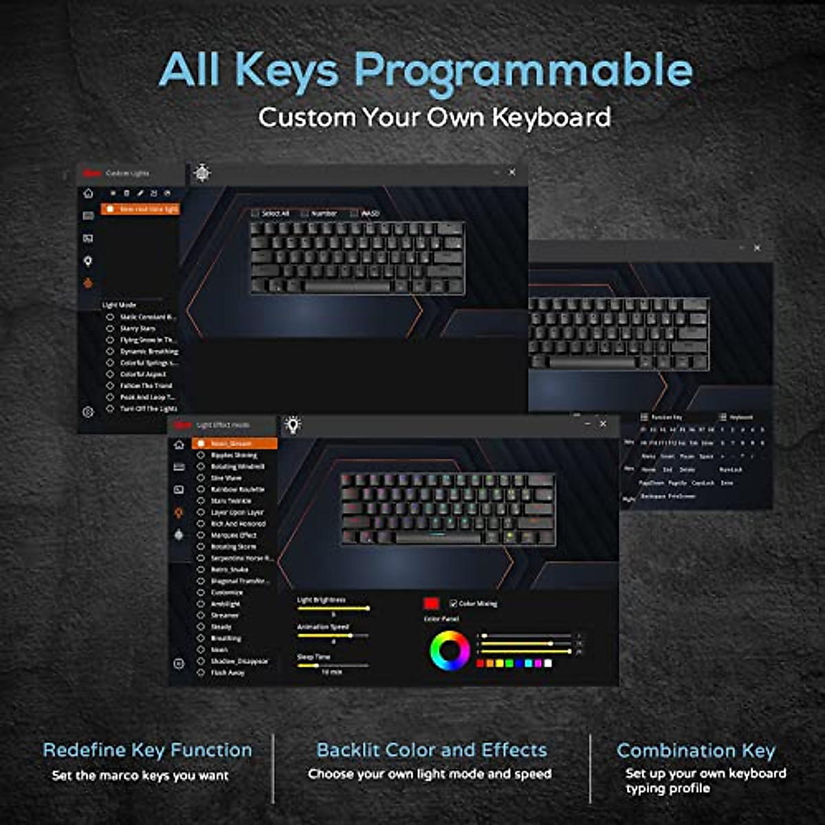 RK ROYAL KLUDGE RK61 60% Mechanical Keyboard with Coiled Cable, 2.4Ghz/Bluetooth/Wired, Wireless Bluetooth Mini Keyboard 61 Keys, RGB Hot Swappable Blue Switch Gaming Keyboard with Software - White