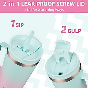 BJPKPK Insulated Tumbler with Handle, 18oz Insulated Tumblers with Lid and Straw, Stainless Steel Metal Water Bottles, Coffee Travel Mugs, Cups, Marshmallow