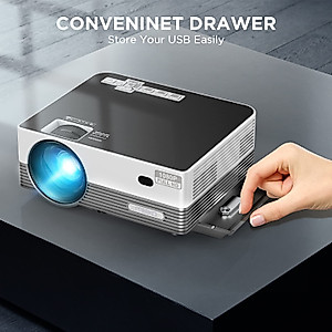 Native 1080P WiFi Bluetooth Projector, 8500L HD Video Mini Projector with Carrying Bag,Support 4K & 300" Screen, Portable Outdoor Movie Projector for TV Stick, HDMI, AUX, PS4, Laptop, Phone