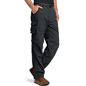 MAGCOMSEN Quick Dry Pants Men Hiking Pants Convertible Pants Work Pants for Men Fishing Pants Cargo Pants Summer Camping Pants Black