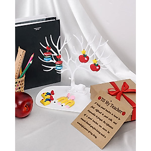 Tuitessine Teacher Polymer Clay Earrings with Appreciation Card Apple Pencil Books Crayons Jewelry for Mrs. Teacher Master Tutor Christmas Holidays Gift Basket Set of 4 Earrings in A Wrapped Box