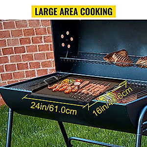 VEVOR Carbon Steel Griddle, Griddle Flat Top Plate, Griddle for BBQ Charcoal/Gas Gril with 2 Handles, Rectangular Flat Top Grill with Extra Drain Hole for Tailgating and Parties (16"x24")