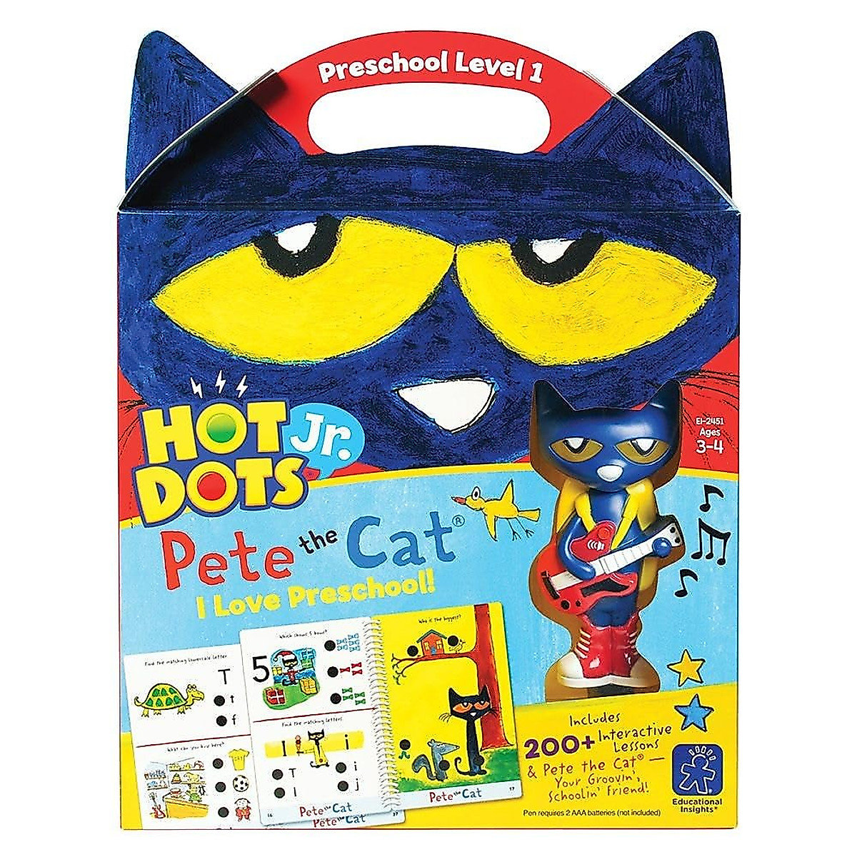 Educational Insights Hot Dots Jr. Pete The Cat - I Love Preschool Set with Interactive Pen, Math & Reading Workbooks, 200+ Multi-Subject Lessons, Ages 3+