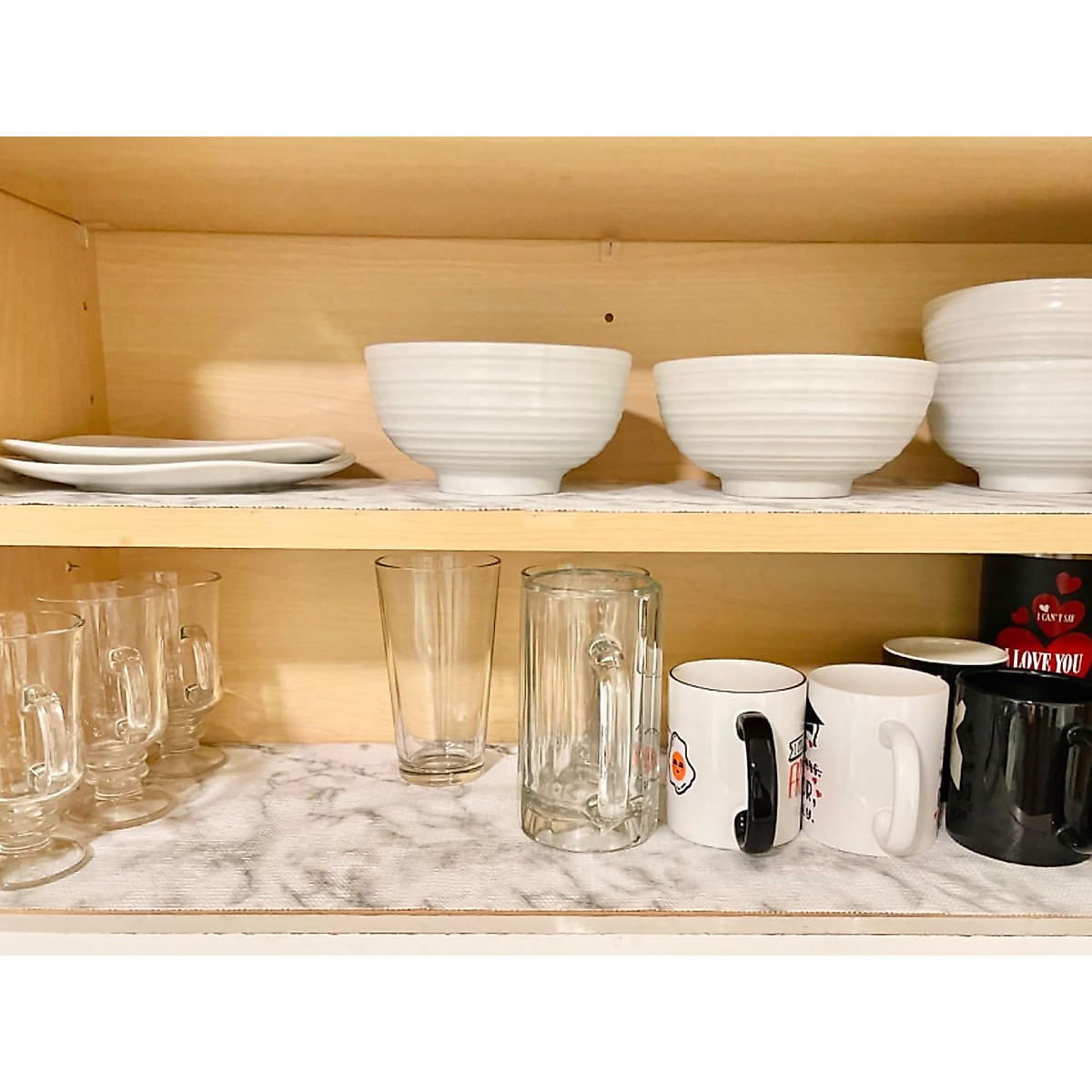 Shelf Liners for Kitchen Cabinets Non Adhesive 10 Inch Wide X 20 Ft Strong Grip Cabinet Drawer Liner Non Slip Waterproof Marble Printed Mat for Shelves Cupboard Closet Fridge Bathroom Drawer Mat