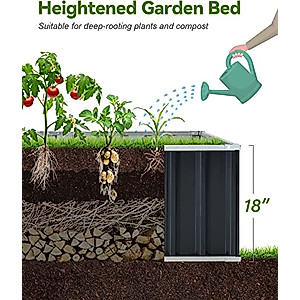 KING BIRD 101"x 36"x 18" Galvanized Raised Garden Bed 2 Installation Methods for DIY Outdoor Heightened Steel Metal Planter Kit Box for Deep-Rooted Vegetables, Flowers, Large Raised Bed Kit(Dark Grey)