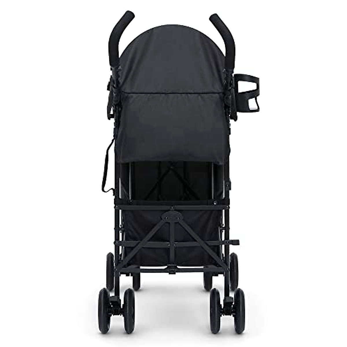 Jeep AdventureGlyde Stroller by Delta Children - Lightweight Travel Stroller with Smoothest Ride & Compact Fold, 3-Position Recline, Extra Large Storage Basket, Black/Grey