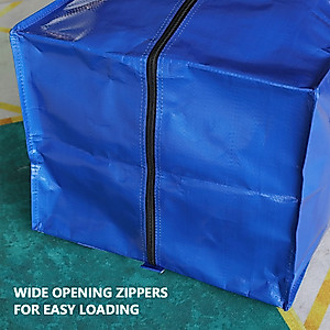 AXIESO Extra Large Moving Bags - 6-Pack Heavy Duty Moving Bags - Sturdy Backpack Straps Handles, Zippers - Reusable Moving Storage Bags for Clothes - Folding Collapsible Storage Tote Bag Set – Blue