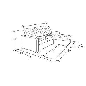 Serta Dreamlift Bakersfield Sectional Sofa Bed, Steel Grey
