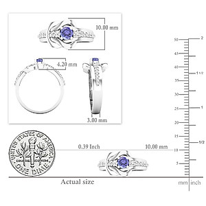 Dazzlingrock Collection 4mm Round Tanzanite & White Diamond Knot Style Engagement Promise Ring for Women in 18K Solid White Gold, Size 6.5