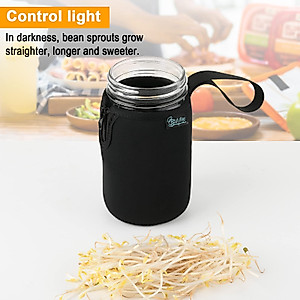 Beautyflier Mason Jars 32oz Wide Mouth Sleeve Regular Mouth Mason Jars Insulators Drinking Glass Coolers Sprouting Jars Blackout Sleeve (Black)