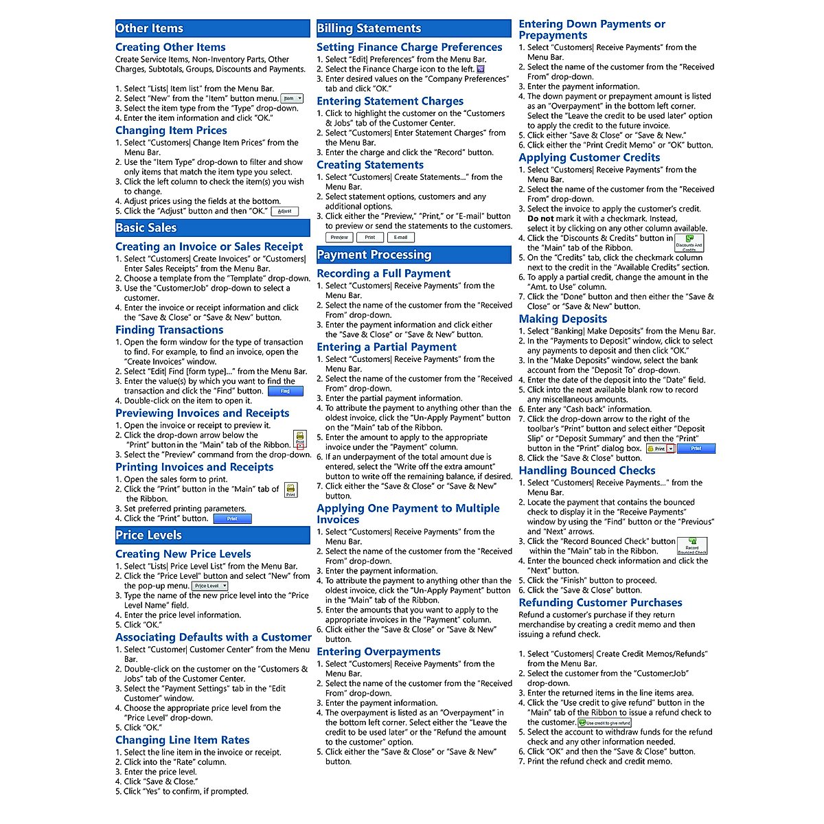 QuickBooks Desktop Pro 2022 Quick Reference Training Card - Laminated Tutorial Guide Cheat Sheet (Instructions and Tips)