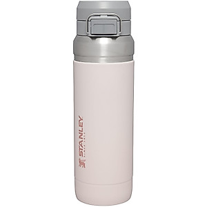STANLEY Quick Flip GO Water Bottle 36 oz | Push Button Lid | Leakproof and Packable for Travel and Sports | Insulated Stainless Steel | BPA-Free | Rose Quartz