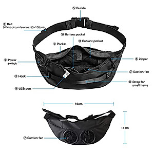 CXLiy Waist Clip Fan, Portable Personal Fan, Adjustable Waist Fan, Clamped At the Waist, with Strong Airflow, 3 Speed Hands-Free Waist Personal Fan for Working Hiking Fishing(No Built-in Power Supply)