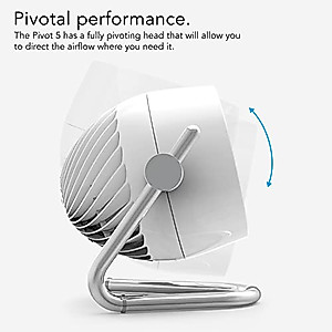 Vornado Pivot5 Whole Room Air Circulator Fan with 3 Speeds, Rotating Axis,White
