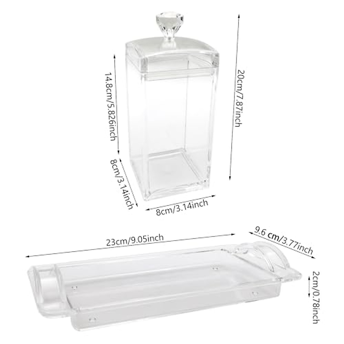 WBJKZJD Apothecary Jar with Lid, Airtight Acrylic Storage Jar With Diamond Shape Lid Shatter Proof Cookie Jars for Kitchen Counter Candy Apothecary Canisters Nuts & Coffee Beans, 2pcs