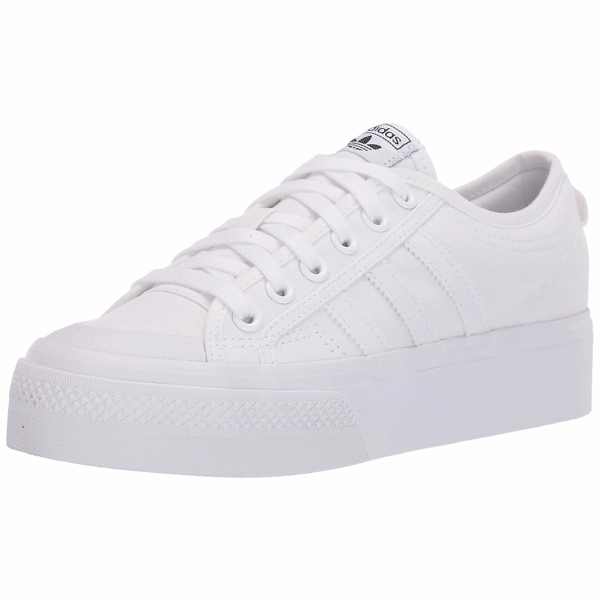 adidas Originals Women's Nizza Platform, White/White/White, 6