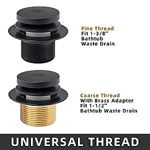 ZUAGCO Tub Drain Black - Tip Toe Bath Tub Drain Kit with Two-Hole Overflow Faceplate, Replacement Bathtub Drain Trim Set Assembly with Universal Fine Thread & Coarse Thread Matte Black