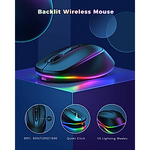 Wireless Keyboard and Mouse Combo Backlit,SURPAO Illuminated Full-Size Wireless Keyboard and Mouse Set, 2.4Ghz Silent Keyboard and Mouse for Computer, Laptops, Windows, Gaming,Black